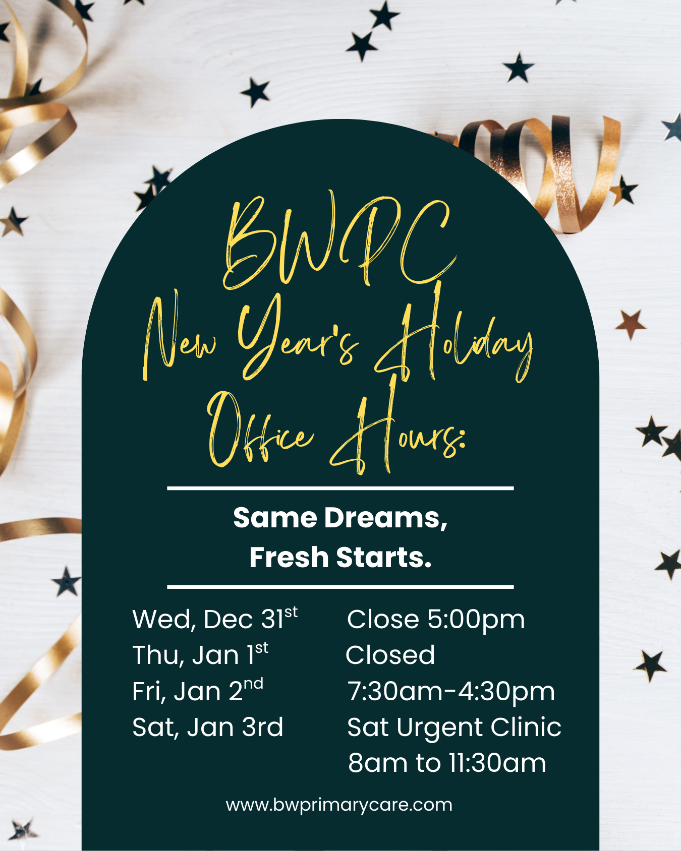 Onto the New Year! - BW Primary Care